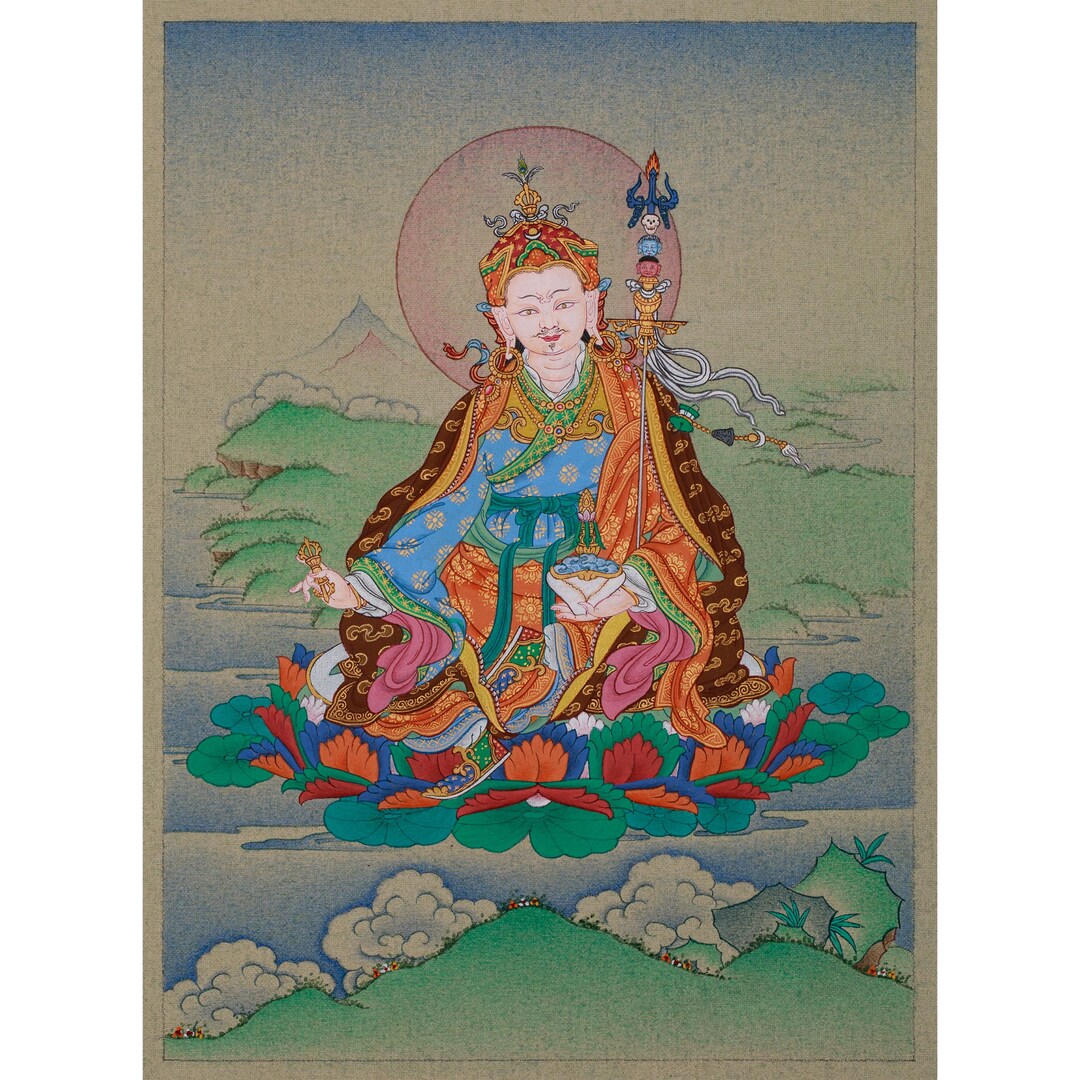 Thangka of Enlightened Master Guru Rinpoche | Hand-painted Guru ...