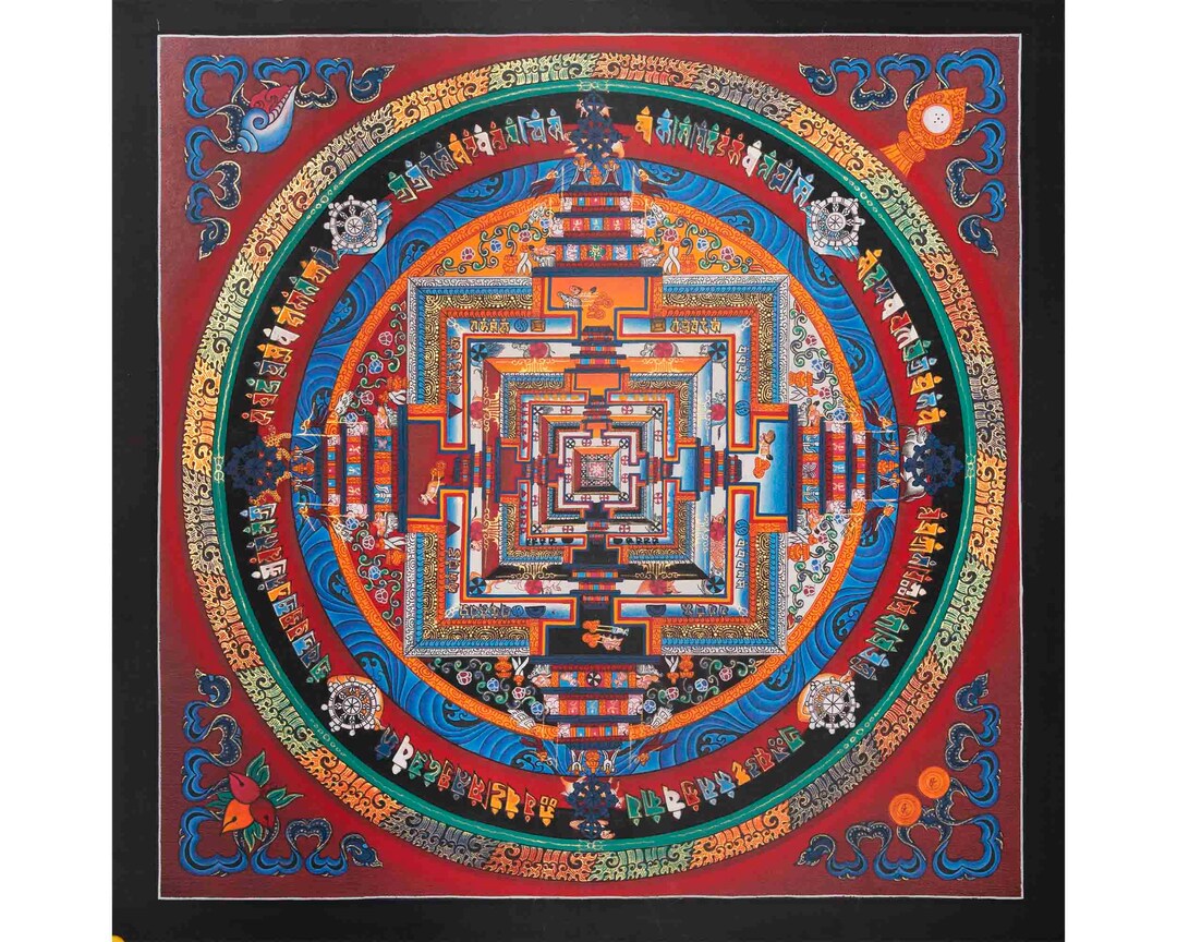 Hand Painted Kalachakra Mandala Art From Nepal | Bright Mandala Thangka ...