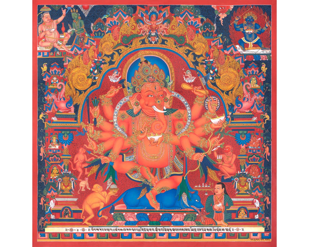 Ganesha Thangka Painting | Hindu Deity of Wealth | Symbol of Success ...