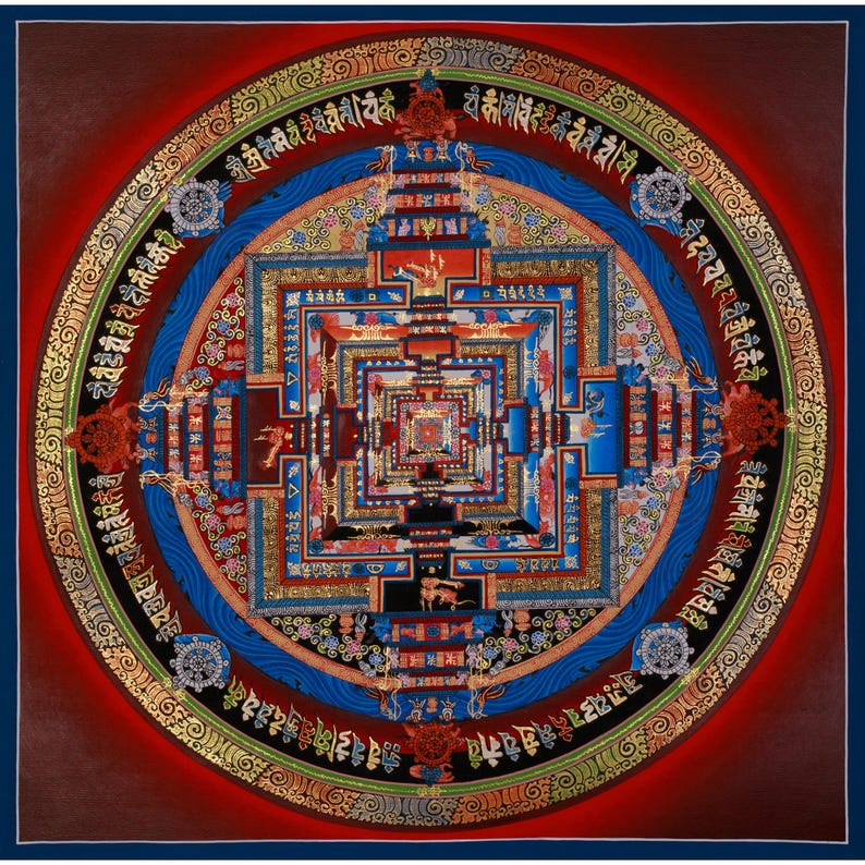 Gold Kalachakra Mandala | Tibetan Buddhist Wheel of Time | 24K Gold ...