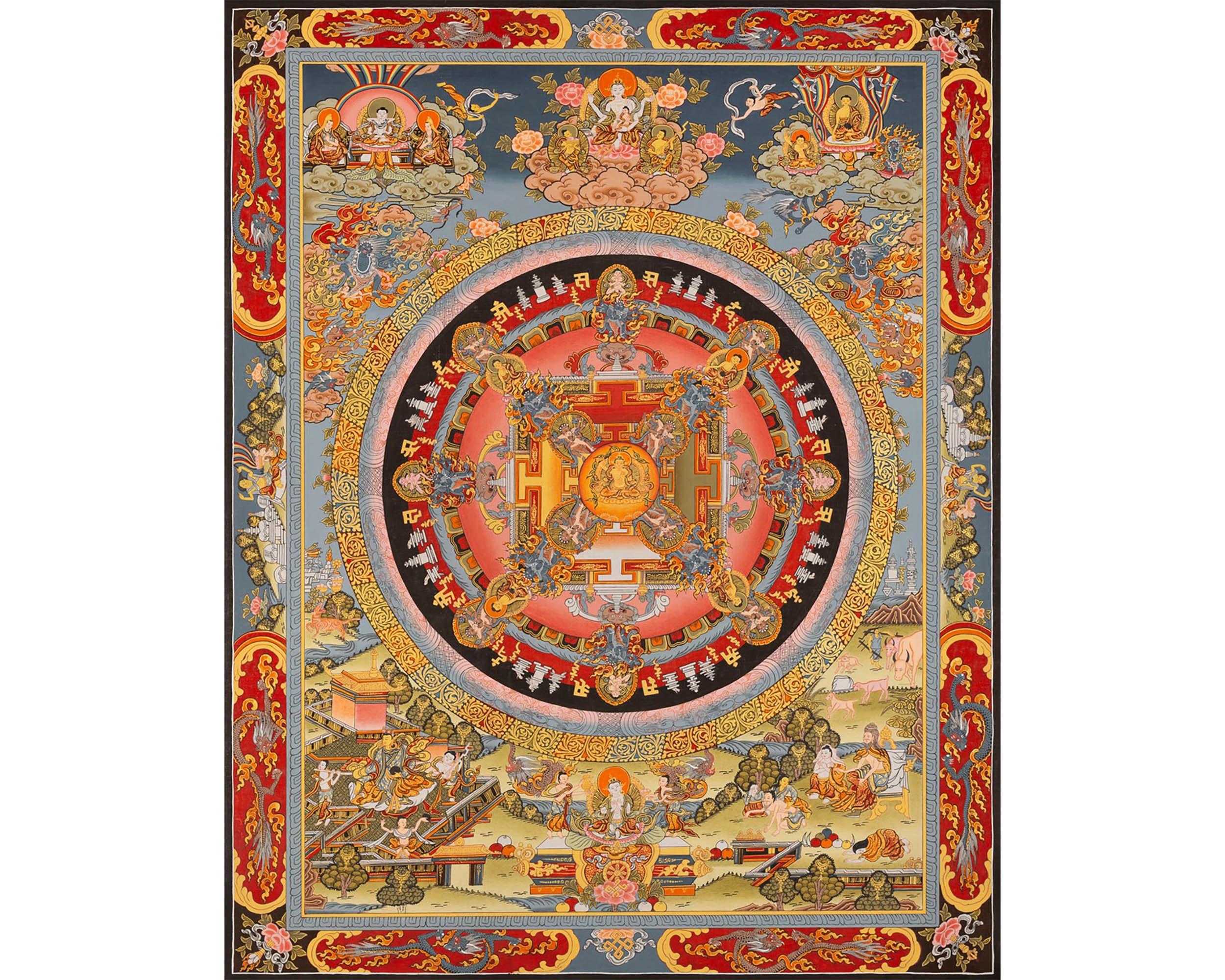 Manjushri Mandala Thangka Painting Boddhisattva of Wisdom & Compassion ...