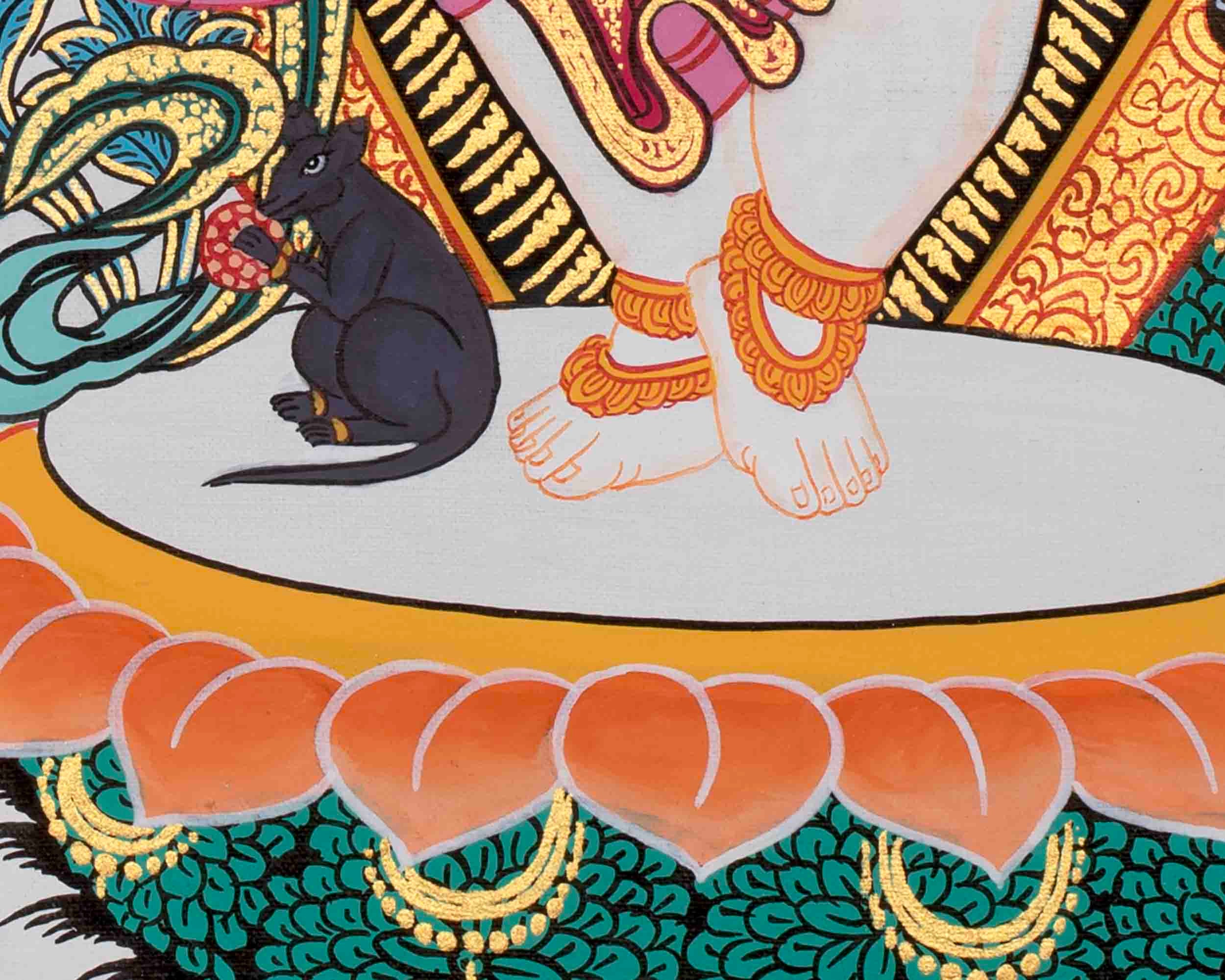 Ganesh Thangka Art Original Hand Painted Thangka Hindu - Etsy