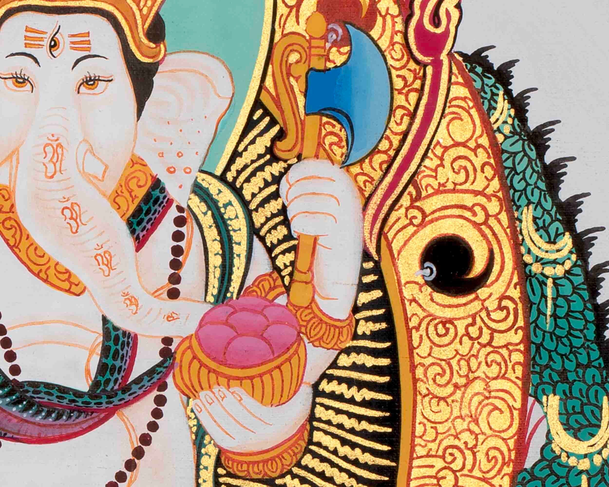 Ganesh Thangka Art Original Hand Painted Thangka Hindu - Etsy
