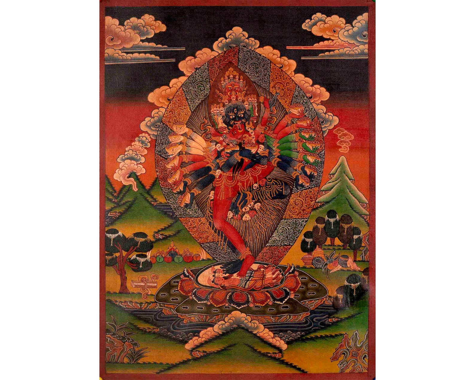 He-vajra Thangka | Yidam Enlightened Being With Consort Nairātmyā ...