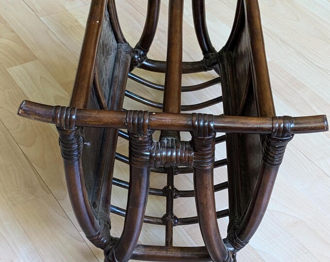 Vintage Bamboo Magazine Holder - Cane Book /record Holder - Home Decor ...