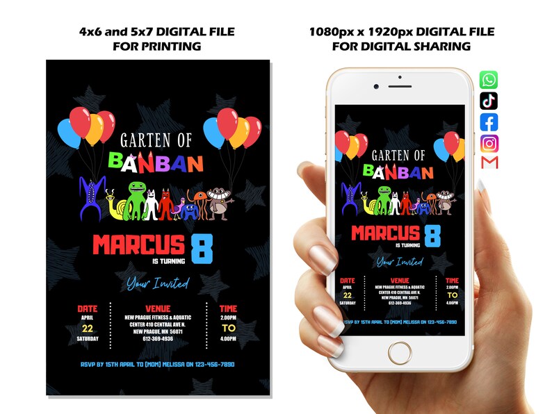 Editable Garten of Banban Birthday Invitation Template - Etsy