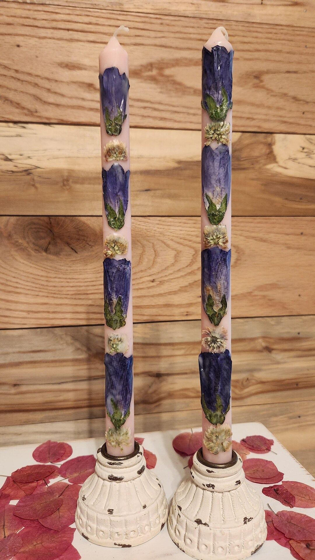 Real Pressed Flower Candlesticks - Etsy