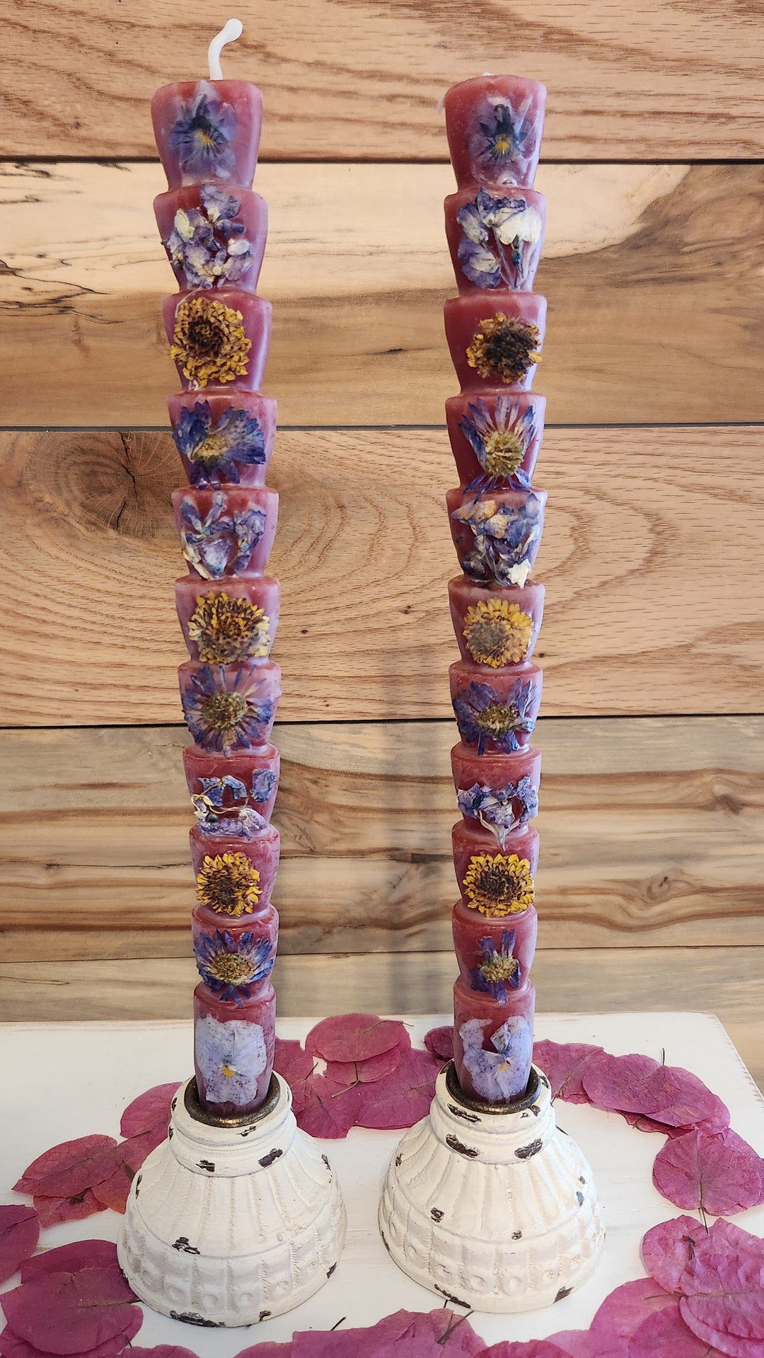 Real Pressed Flower Candlesticks - Etsy