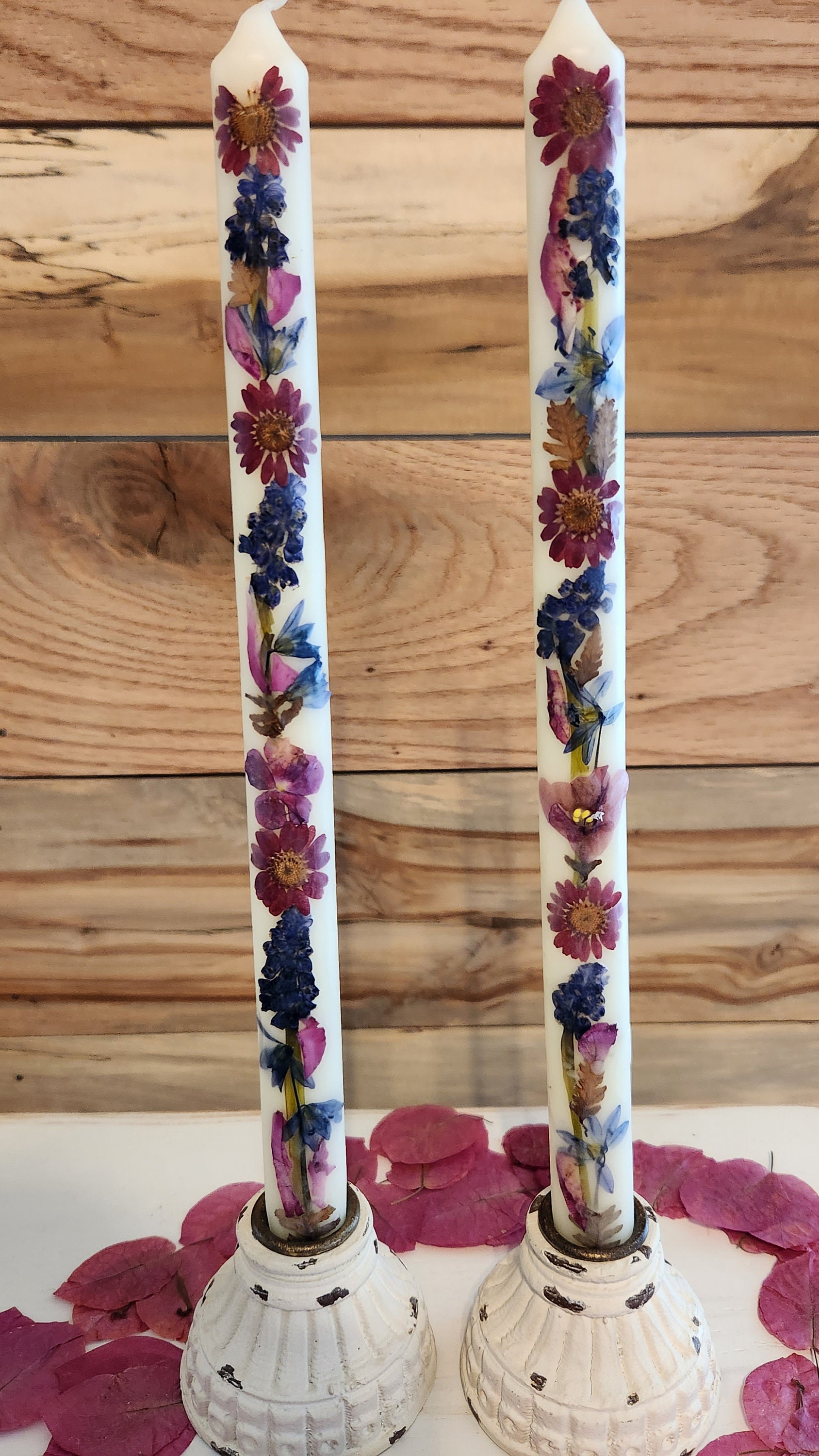 Real Pressed Flower Candlesticks - Etsy