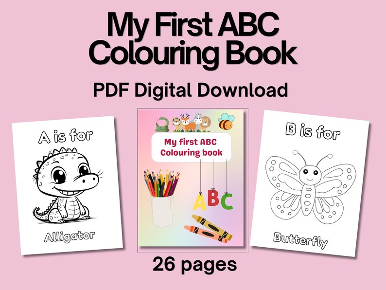 My First ABC Colouring Book, 26 Pages, Animals, Alphabet (digital ...