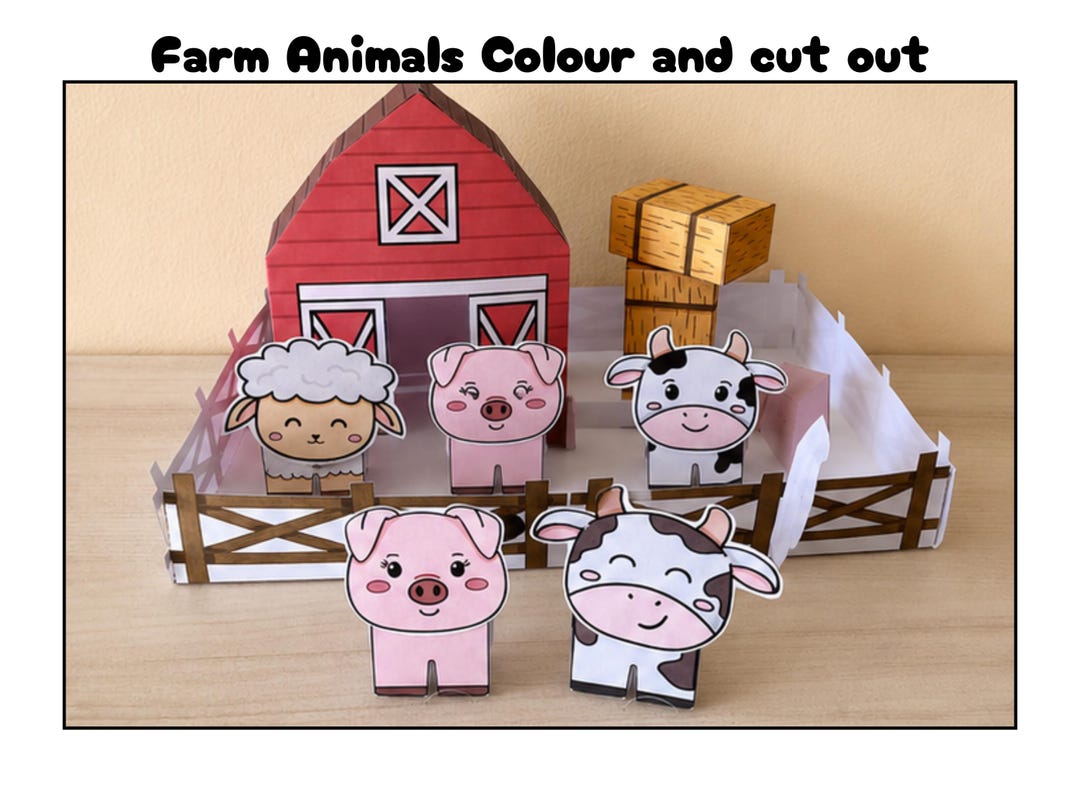 Farm Animal Paper Craft Toys | Colour, Cut, Assemble Activity (PDF ...