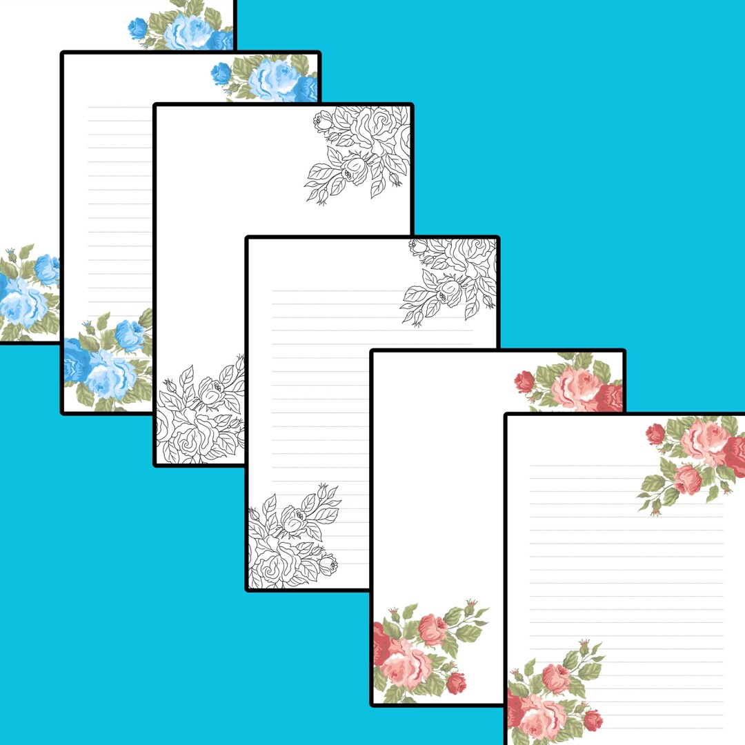 Colourful Writing Paper Stationary Set, Digital Download - Etsy