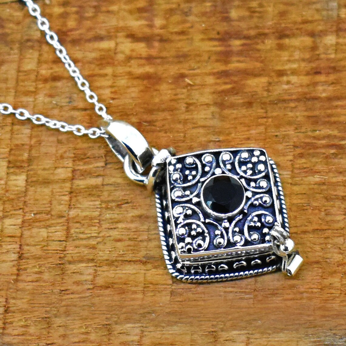 925 sterling silver poison necklace pendant black onyx poison | Etsy