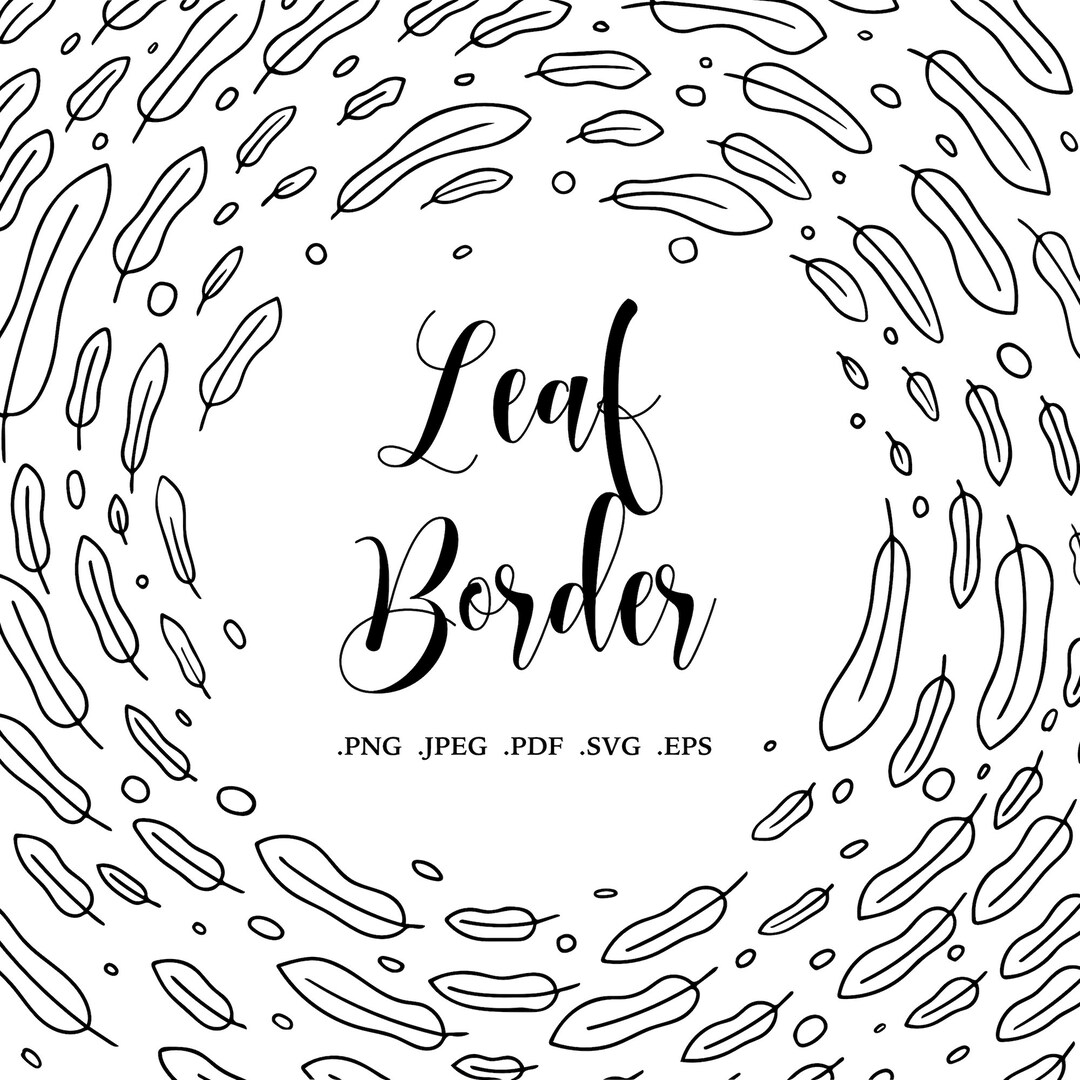 Leaf Border - Leaves - Instant Download - Lineart - Digital Download ...