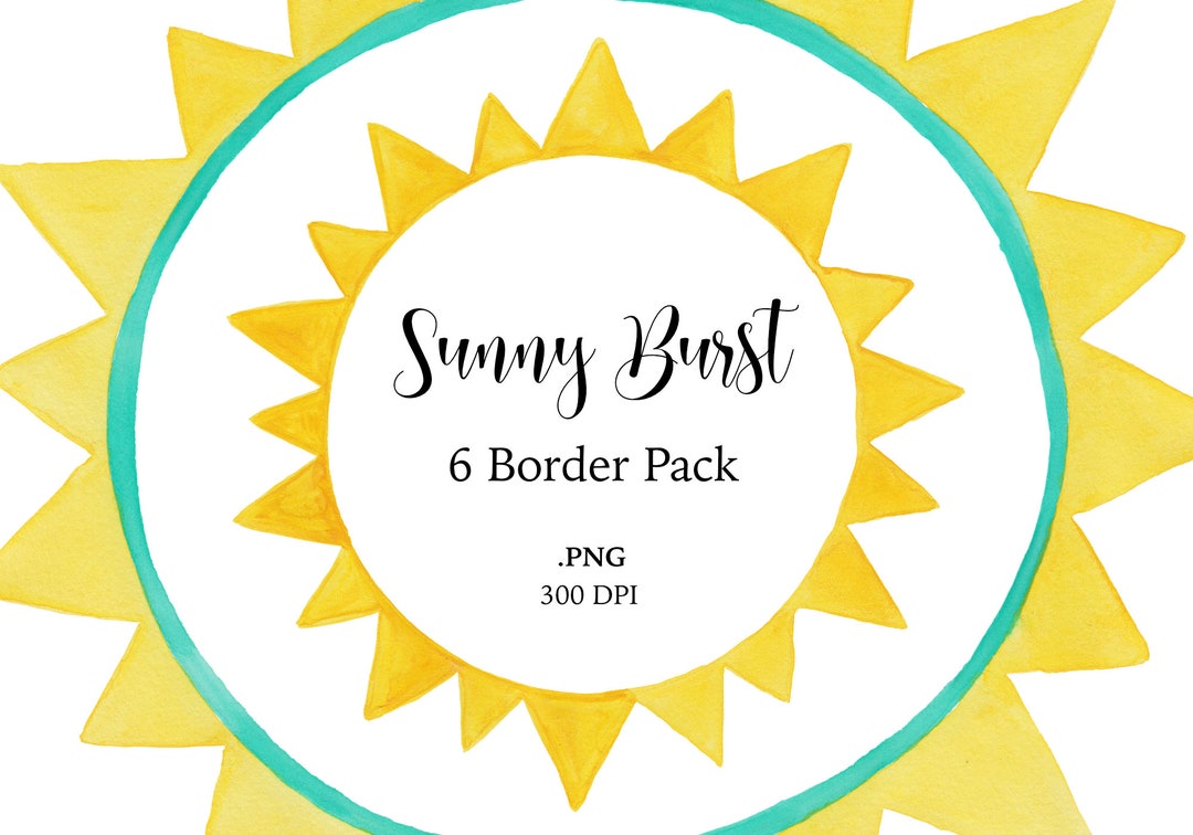 Sun Border - Watercolor Border - Instant Download - Watercolour Png ...