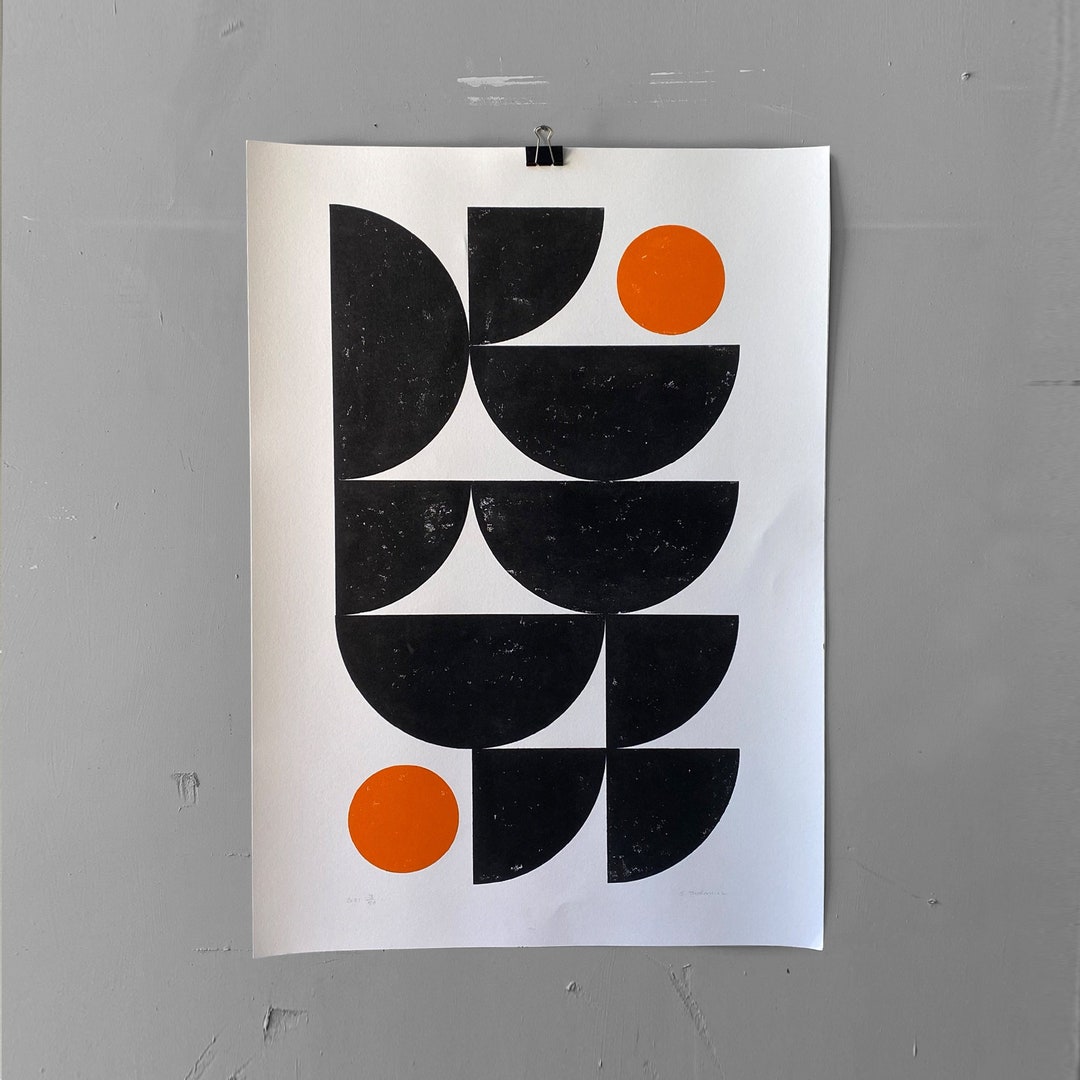 Original Block Print | 70 X 50cm | Abstract Original Print | Mid ...