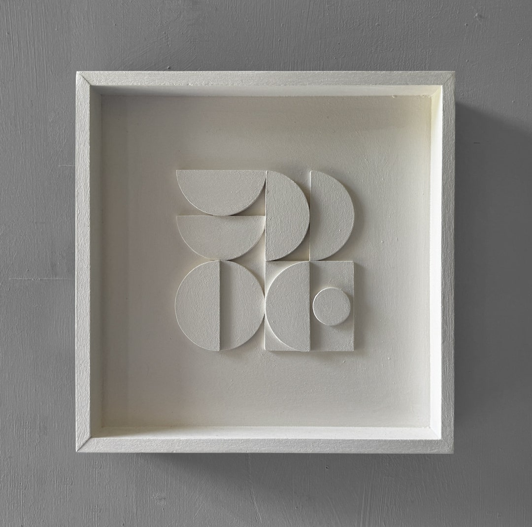 Geometric | Wall Art | Handmade | 260x260mm | Midcentury Modern Relief ...