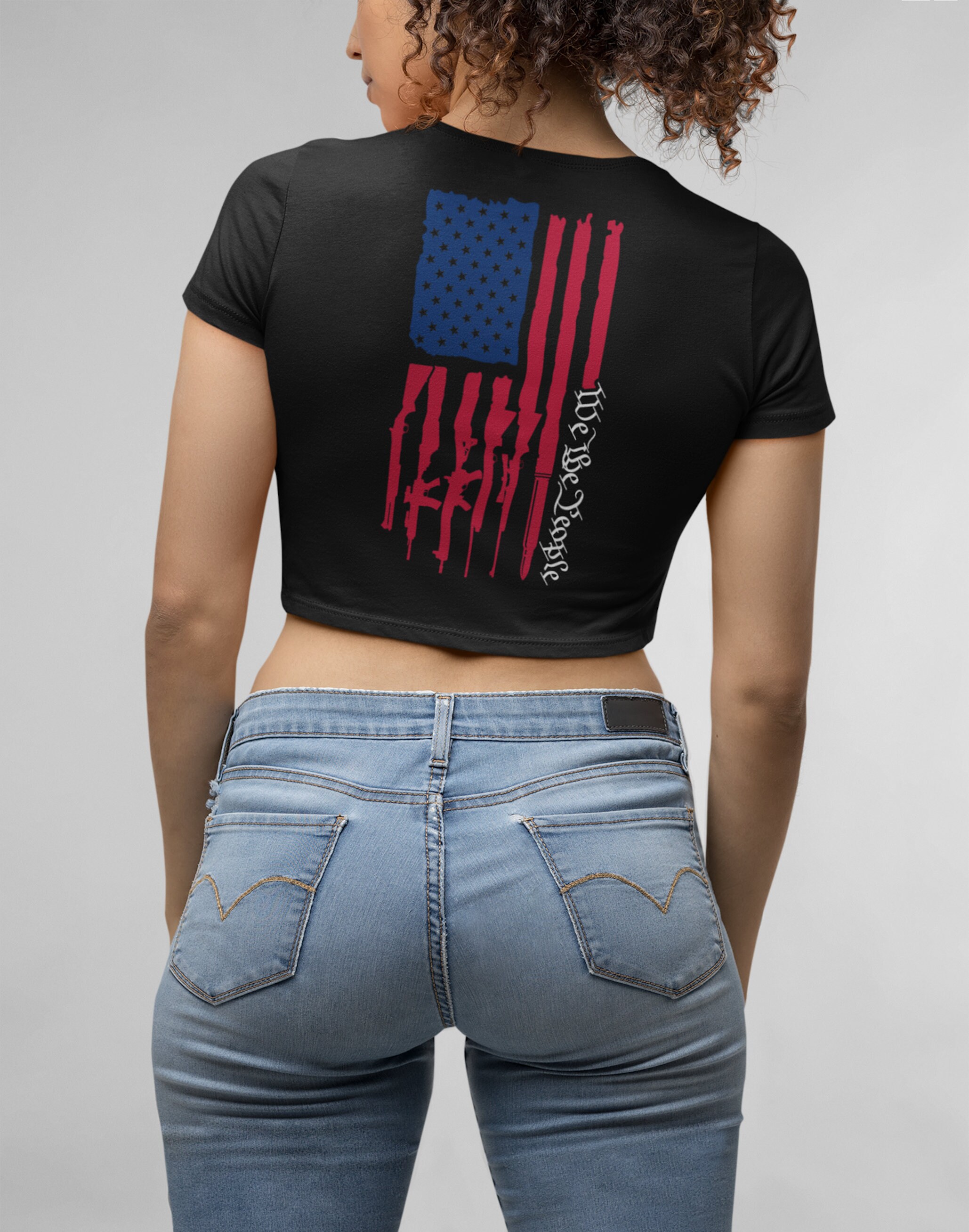 American Flag Crop Top, 4th of July Crop Top, Distressed American Gun ...