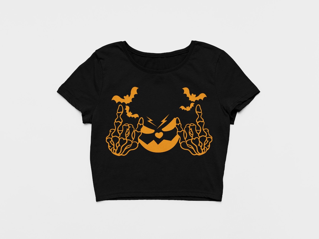 Halloween Crop Top, Jack O' Lantern Halloween Party Crop Top, Hollow's ...