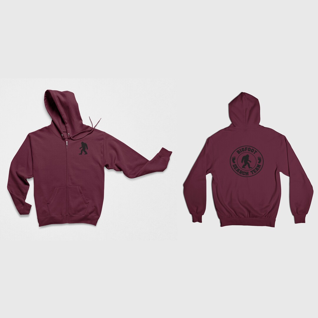 Bigfoot Full Zip Hoodie, Bigfoot Search Team Sweatshirt With Zipper ...