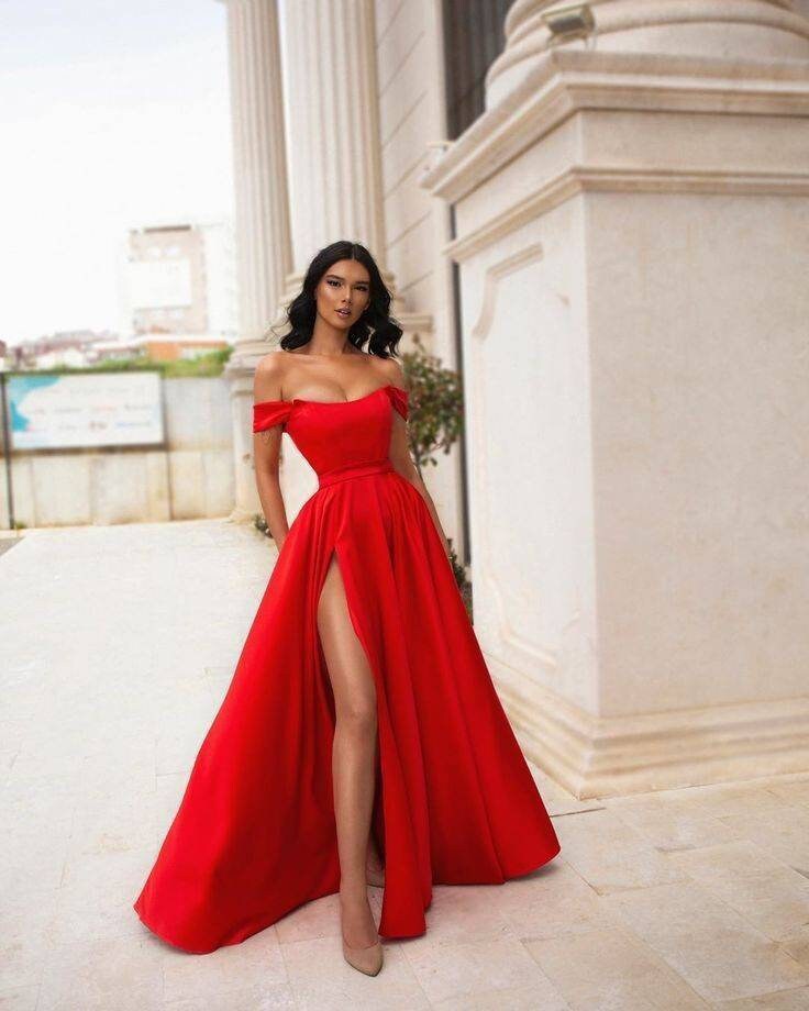 Prom Red Slit Dress | Etsy