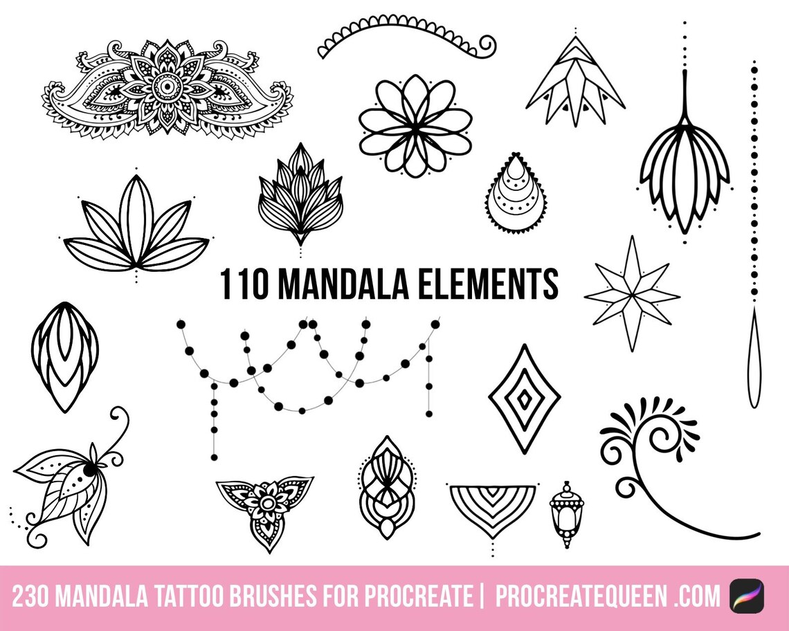 230 Mandala Tattoo Brushes Mandala Brushes Procreate - Etsy