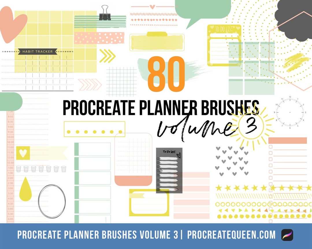 80 Procreate Stamps, Procreate Planner Stamp Brushes, Calendar Brush ...