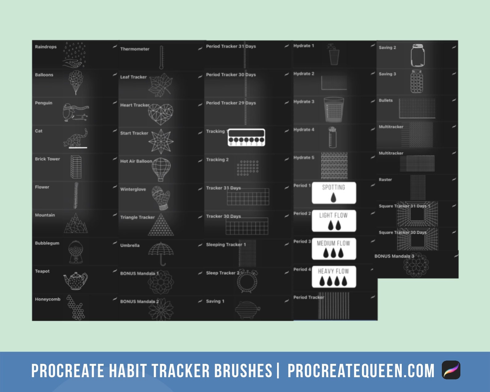 80 procreate habit tracker stamps procreate planner stamp | Etsy