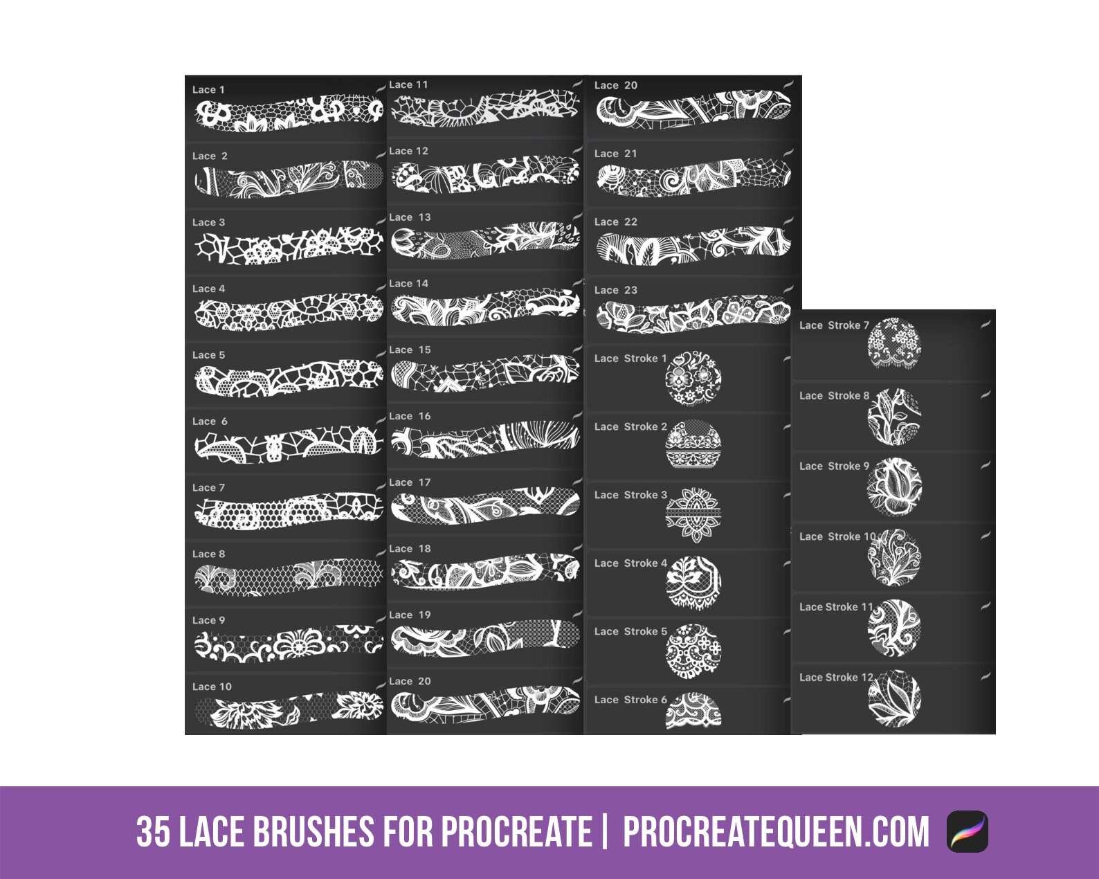 Lace Brushes Seamless Lace Brushes Procreate Stamp Brushes | Etsy