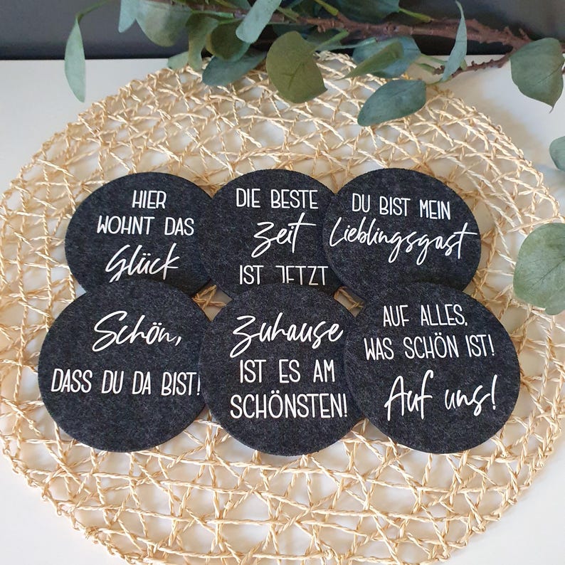 Filzuntersetzer rund Sprüche für Zuhause | Untersetzer für Gläser ...
