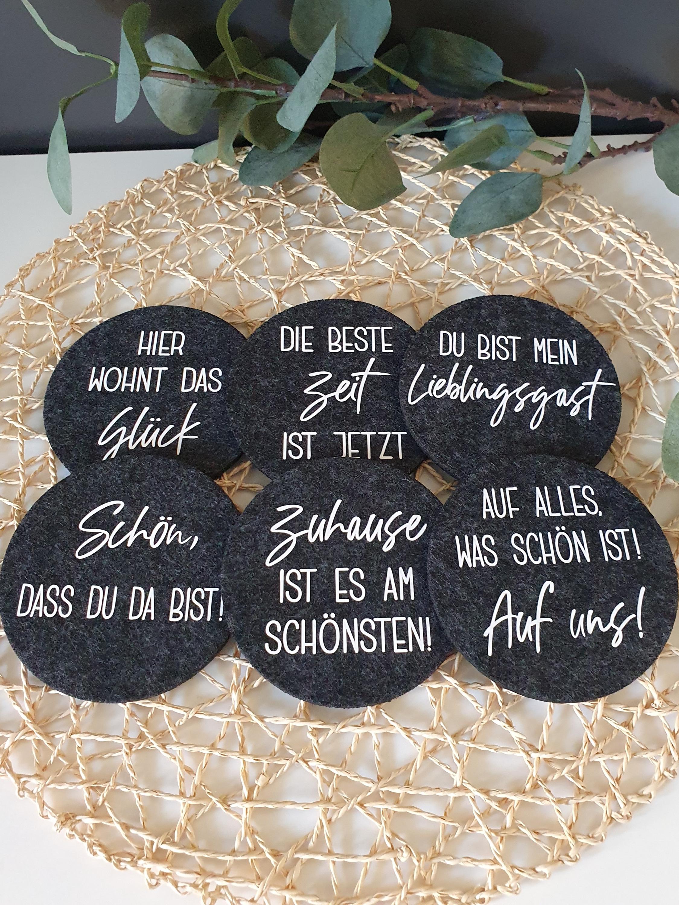 Filzuntersetzer rund Sprüche für Zuhause | Untersetzer für Gläser ...