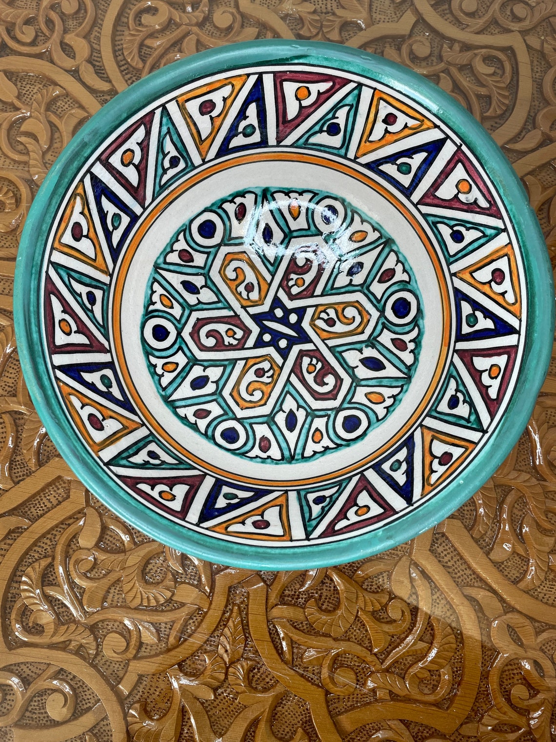 Handmade hand painted Moroccan Fes Fez ceramic bowl plate | Etsy