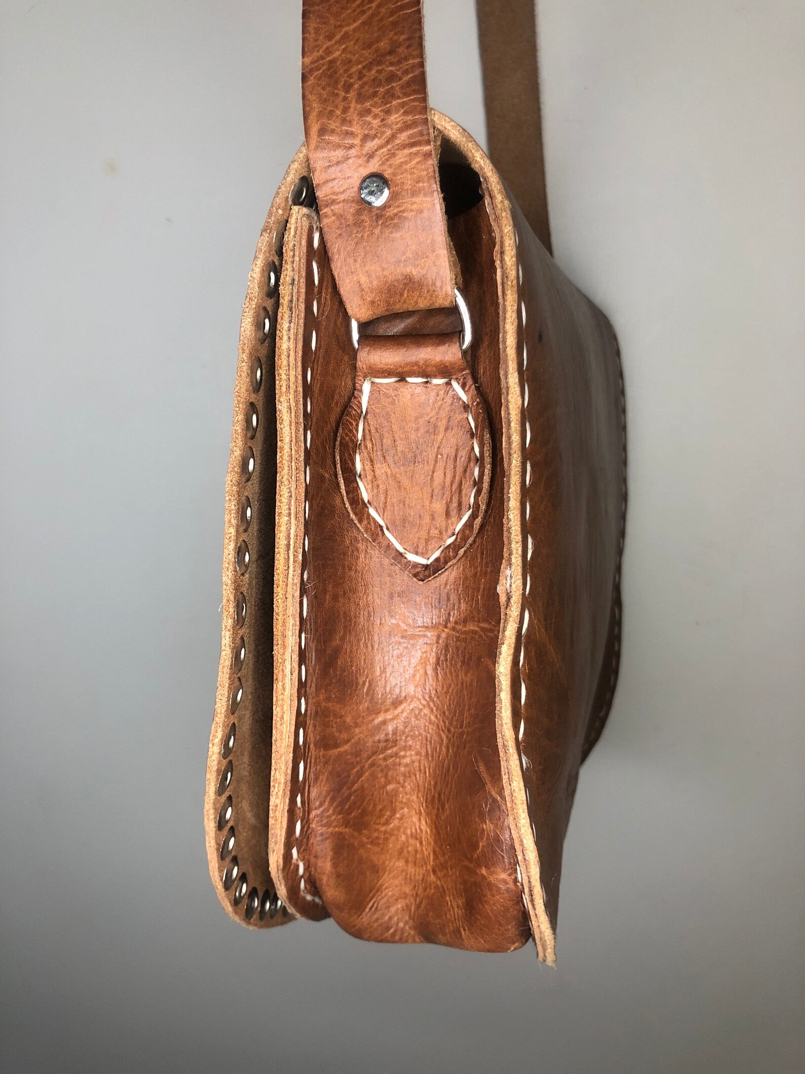 Hand Stitched Genuine Vintage Leather Bag - Etsy