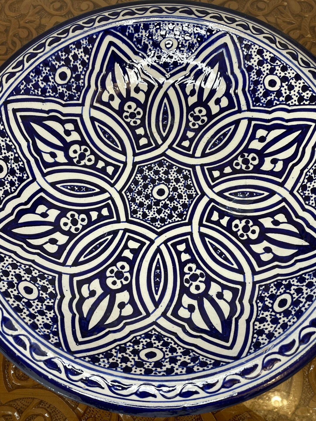 Handmade Hand Painted Moroccan Fes Fez Ceramic Bowl Plate Can Be Hung ...