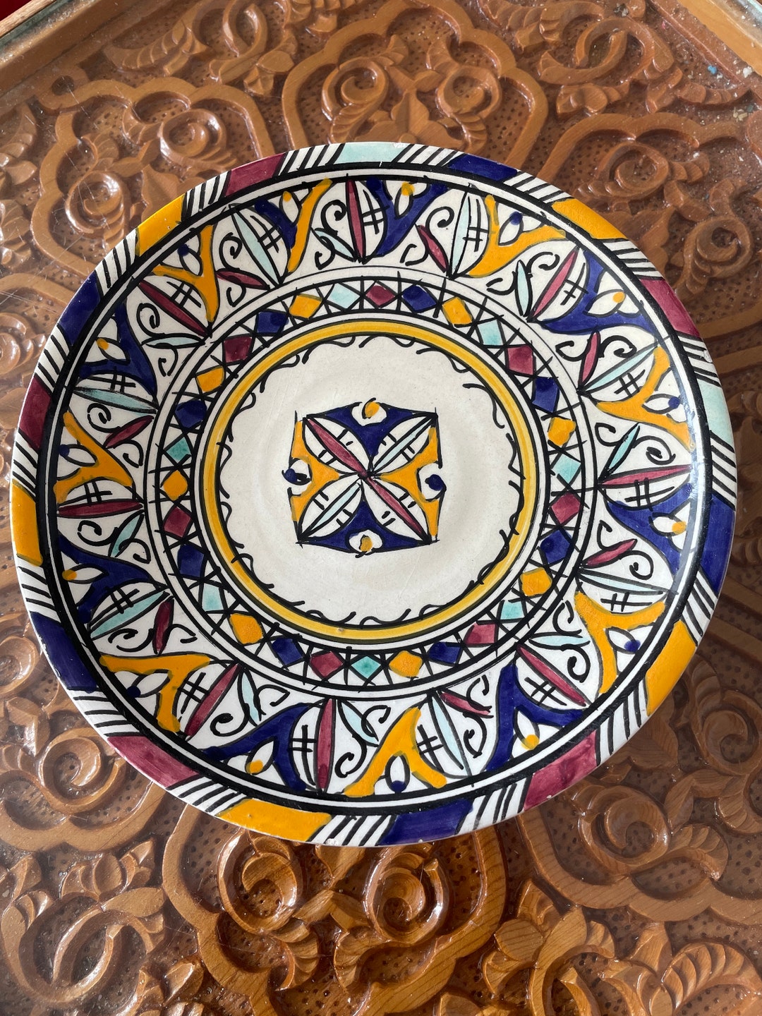 Handmade Hand Painted Moroccan Fes Fez Ceramic Plate, Bowl - Etsy