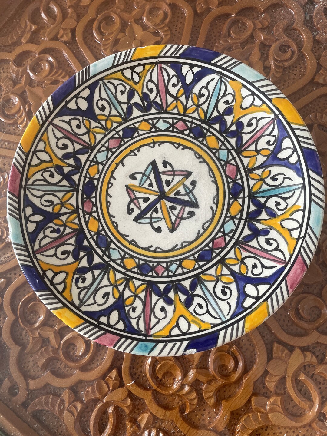 Handmade Hand Painted Moroccan Fes Fez Ceramic Plate, Bowl 20 Cm - Etsy
