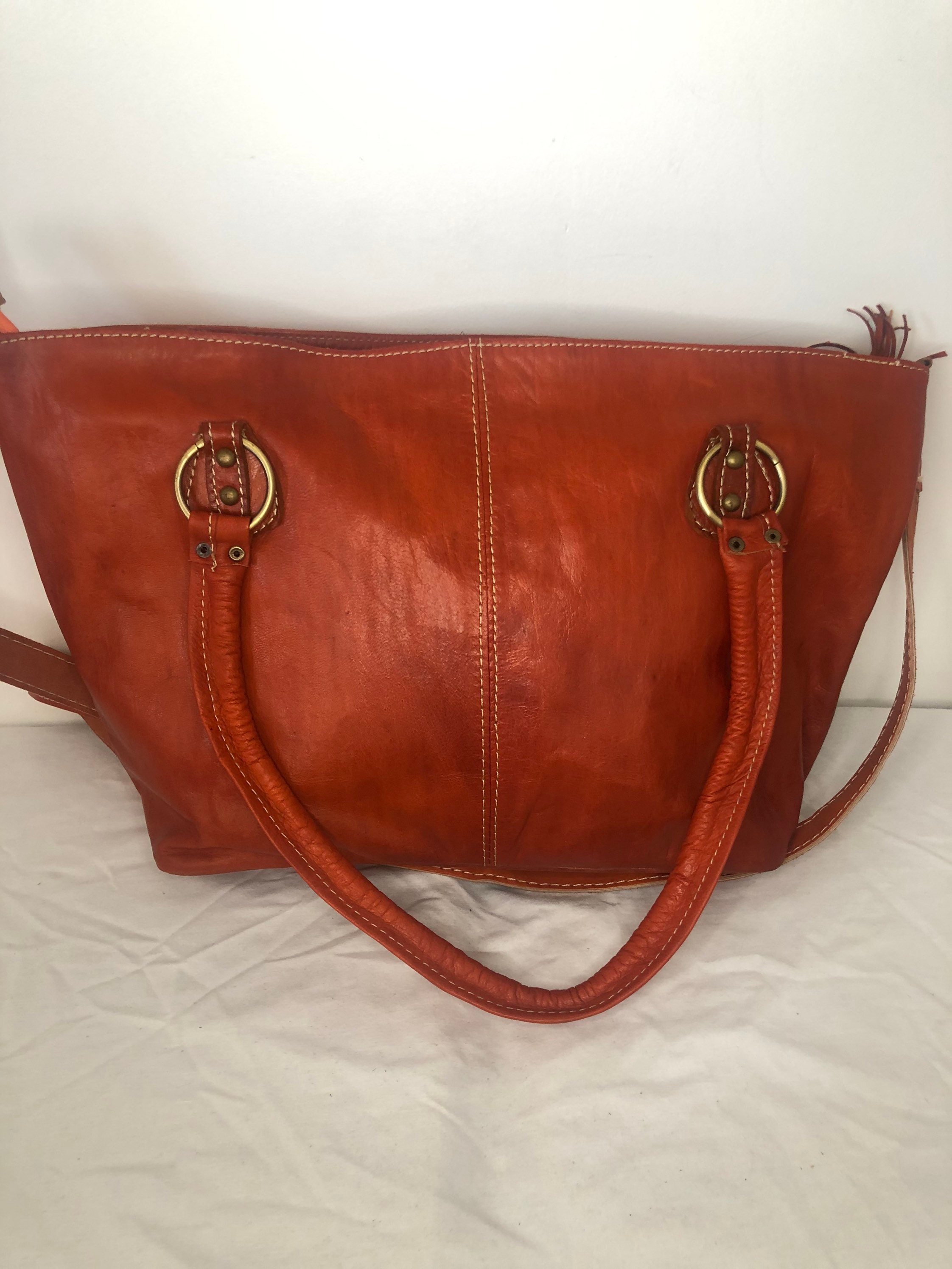 Handmade Leather Handbag With Long Strap Shoulder - Etsy