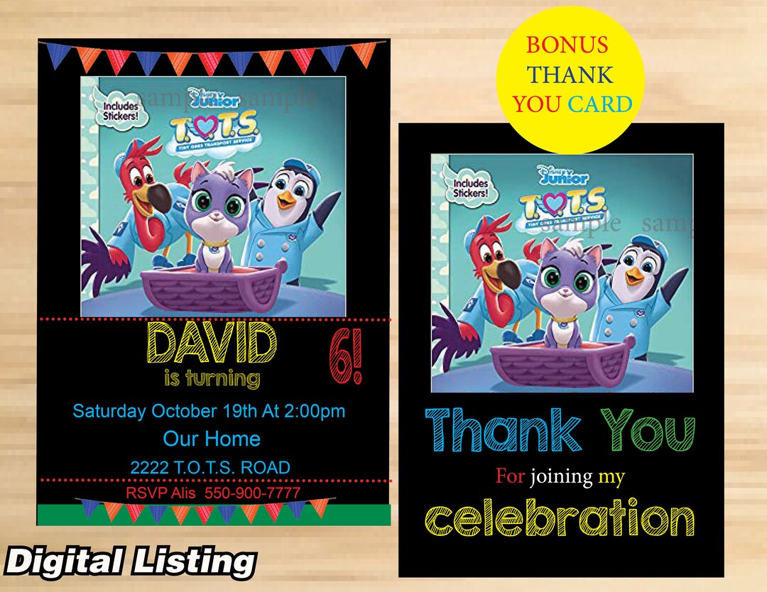 T.O.T.S Invitation + Bonus Thank You Card, T.O.T.S Party, T.O.T.S ...