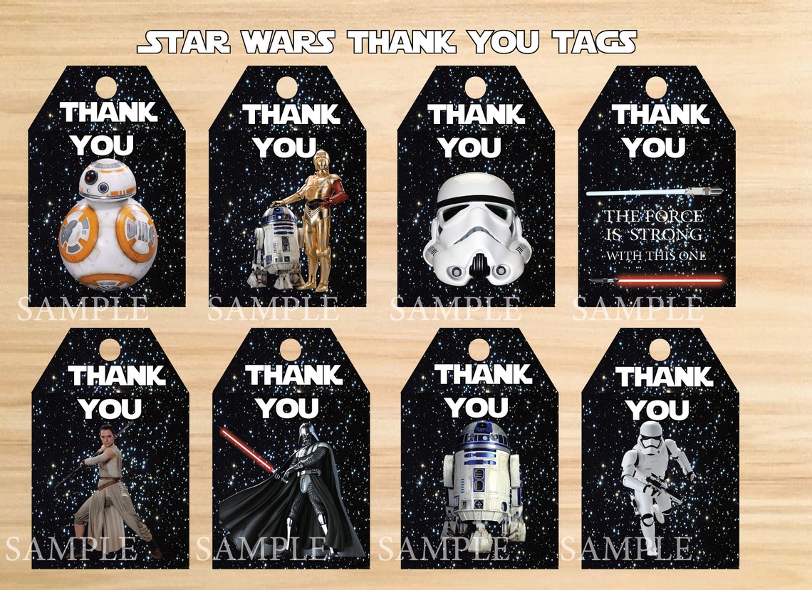 INSTANT DL- Star Wars Thank You Tags, Star Wars Party, Star Wars Favor ...