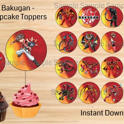 Instant Download Bakugan Cupcake Toppers Bakugan Party | Etsy