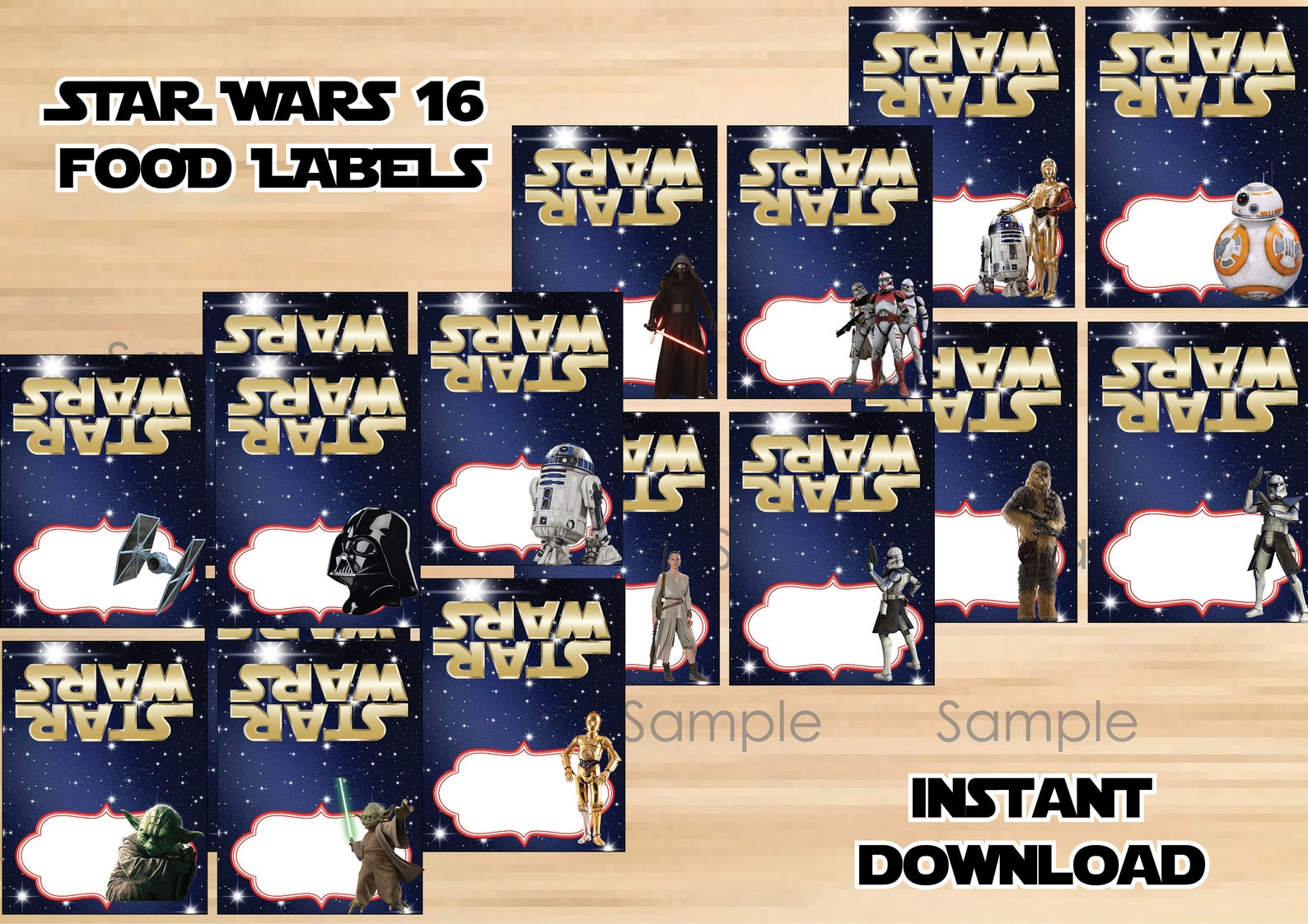 INSTANT DL Star Wars Food Labels, Star Wars Party, Star Wars Favor ...