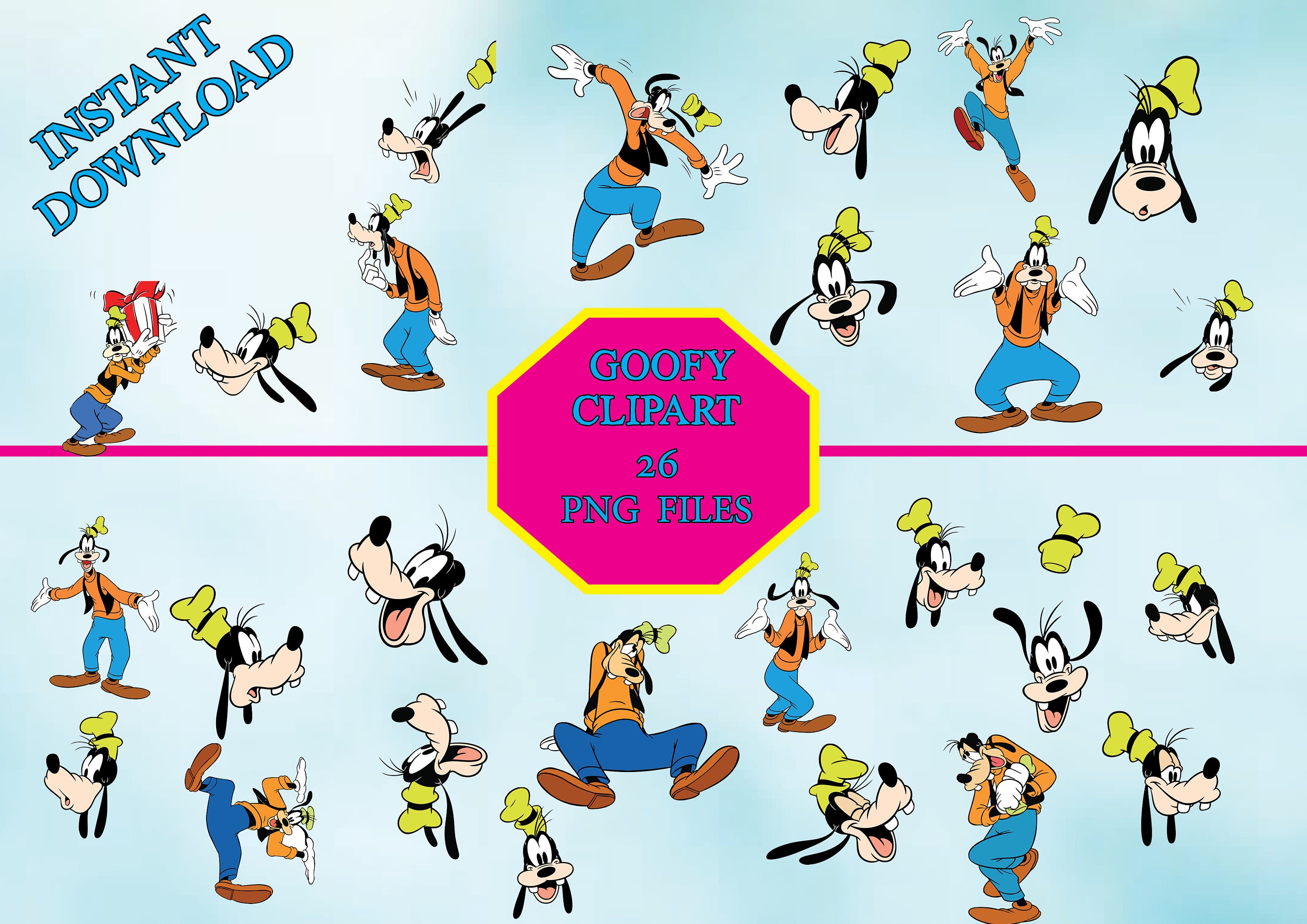 Goofy Clipart Instant Download PNG 300 DPI Transparent | Etsy