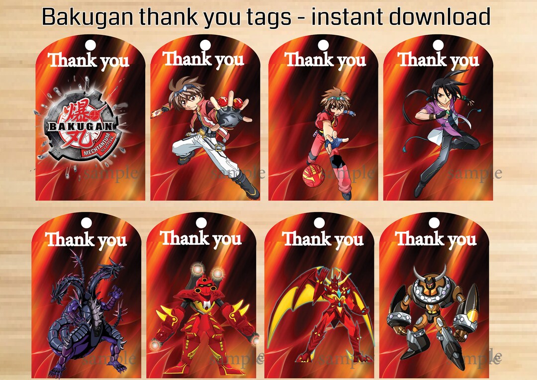 Instant Download - Bakugan Thank You Tags, Bakugan Party, Bakugan ...