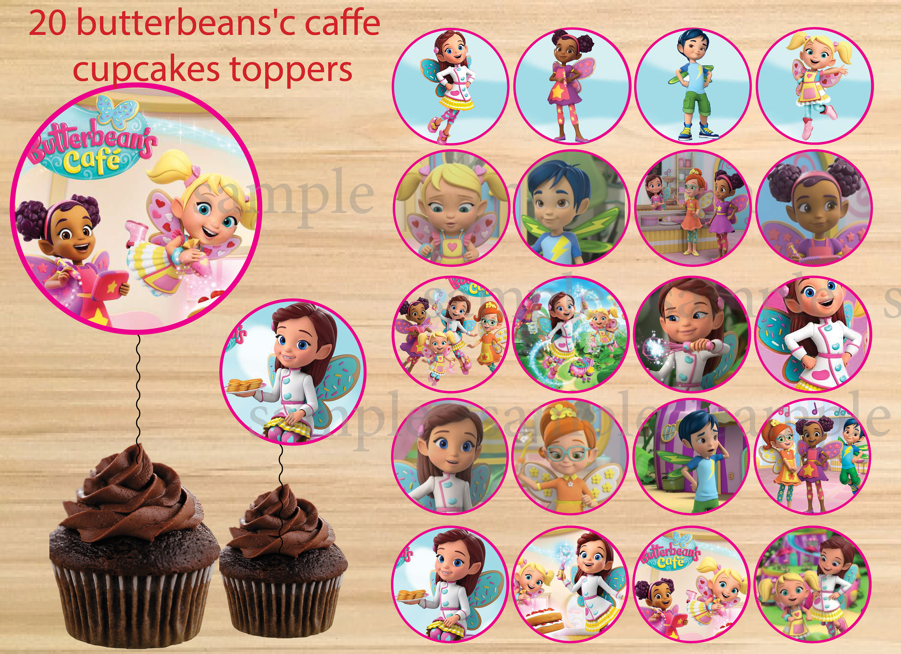 INSTANT DL Butterbean's Cafe, Butterbean's Cafe Cupcake Toppers ...