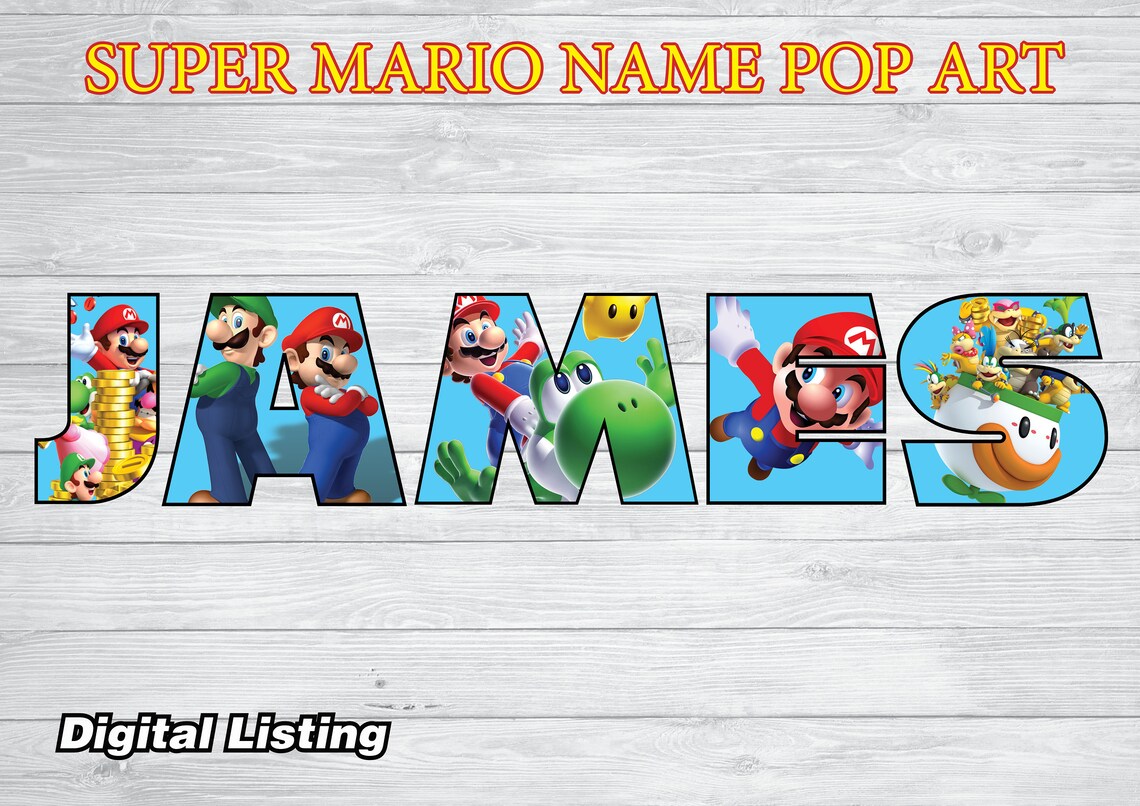 Super Mario Name Pop Art Super Mario Party Super Mario | Etsy