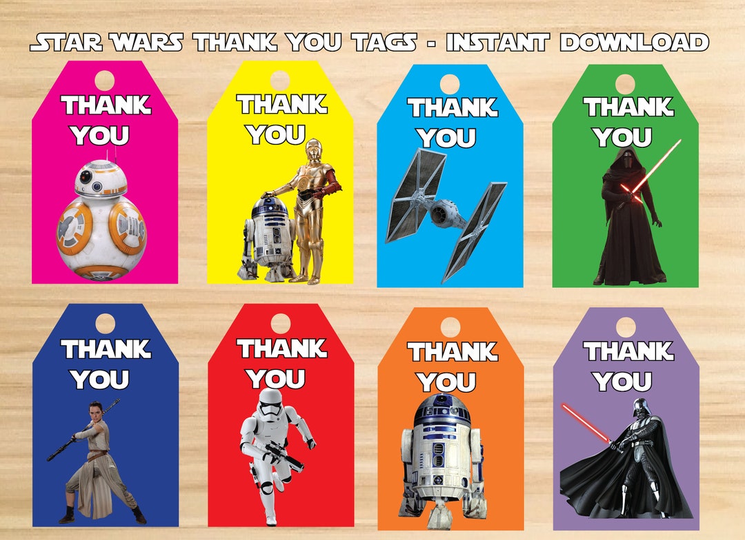 INSTANT DL- Star Wars Thank You Tags, Star Wars Party, Star Wars Favor ...
