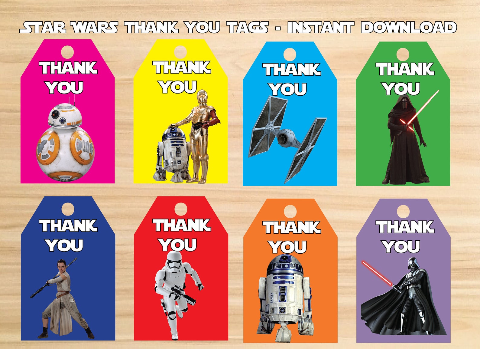 INSTANT DL Star Wars Thank You Tags Star Wars Party Star - Etsy