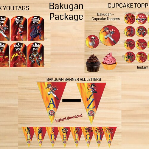 Instant Download Bakugan Cupcake Toppers Bakugan Party | Etsy