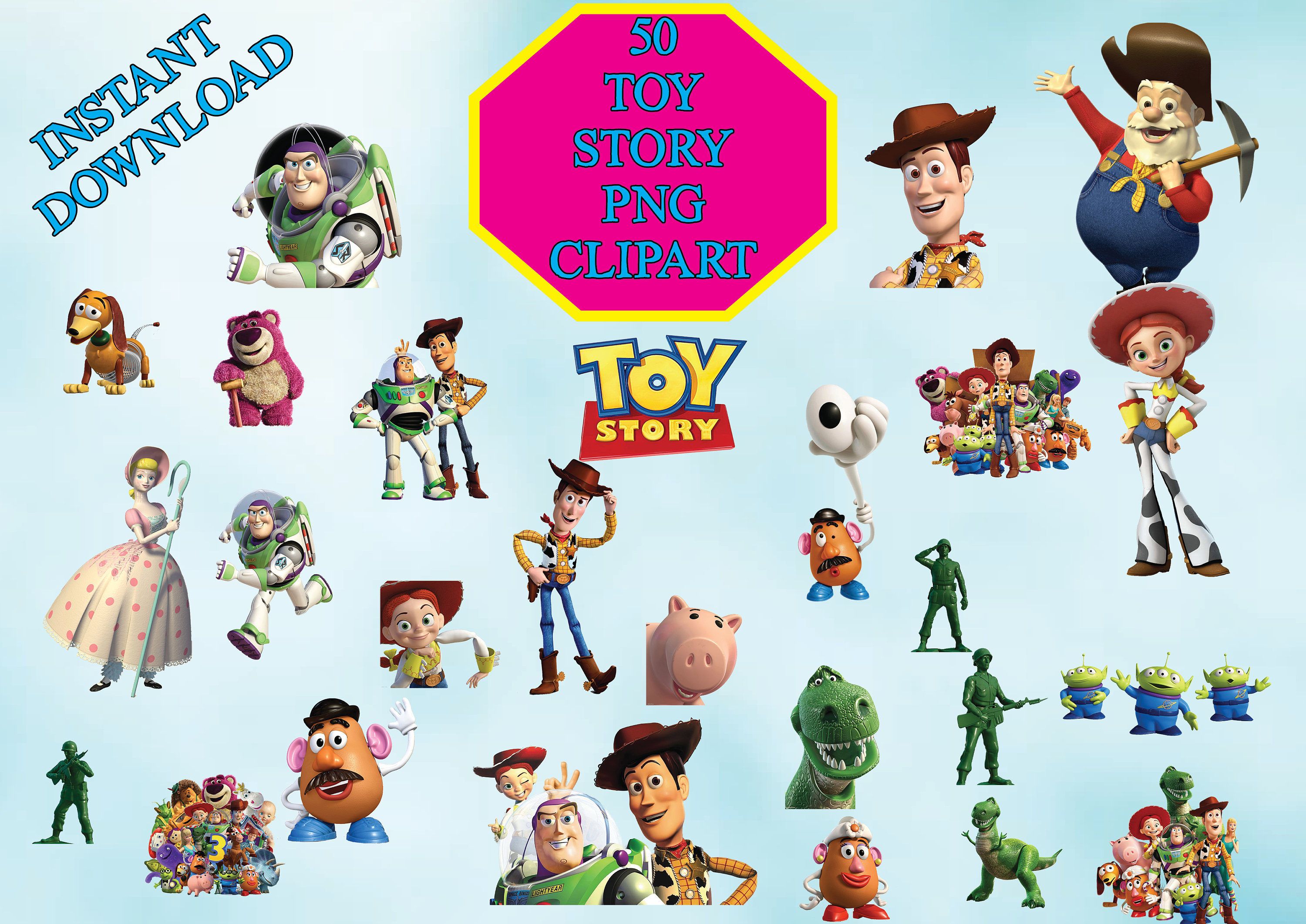 Toy Story Clipart Instant Download PNG 300 DPI Transparent Background ...