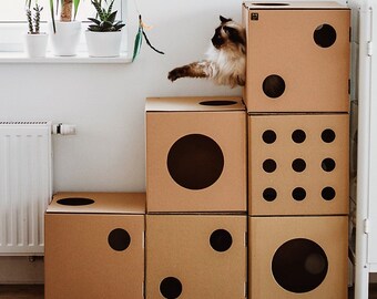 Cardboard 10 Modular Cat House / Box Playhouse Furniture Cave | Etsy